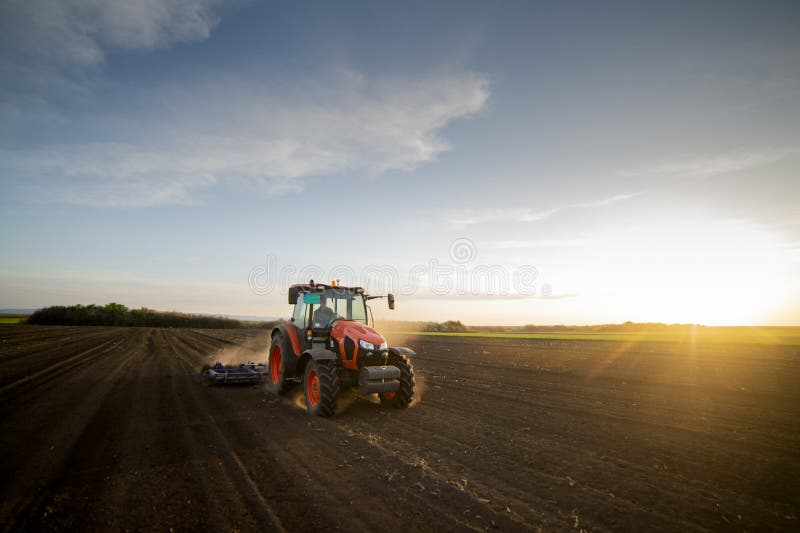 Tractor Working in the Field Stock Image - Image of arable, road: 359597531