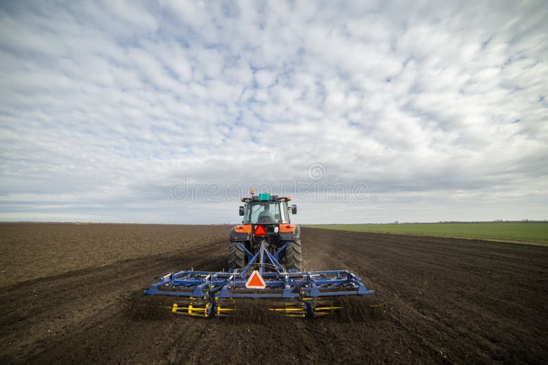 Tractor Working in the Field Stock Photo - Image of road, plow: 360461432