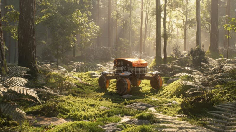 Tractor Operating in Forest Clearing Stock Image - Image of landscape ...