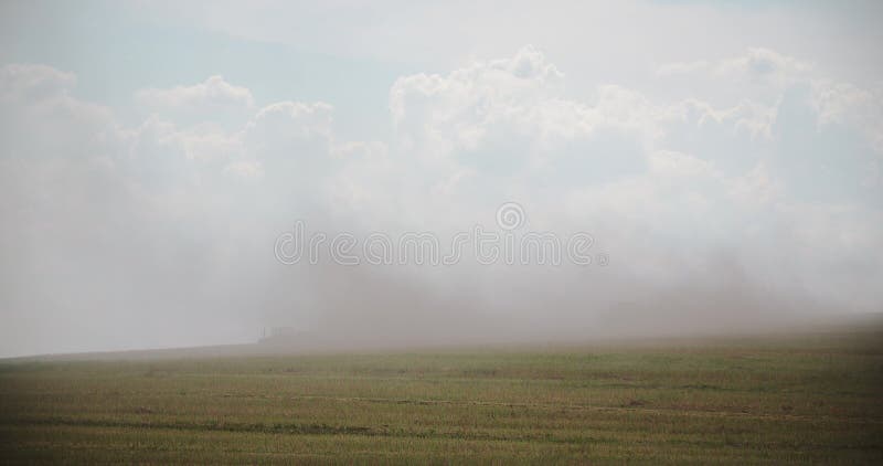 Tractors Blowing Dust on Field Stock Photo - Image of motion, crop ...