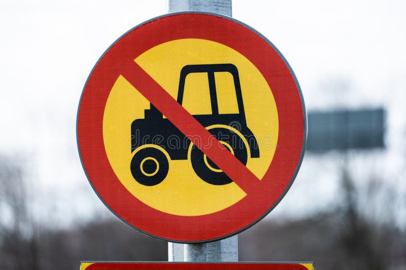 Tractors Prohibited Sign by a Highway.. Stock Image - Image of tractor ...