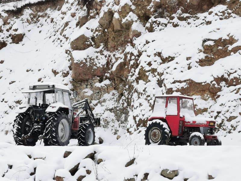 Frozen Tractors stock image. Image of grass, hall, barn - 40976443