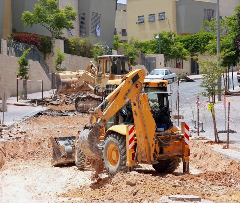 Tractors in work stock image. Image of road, labor, city - 7589635