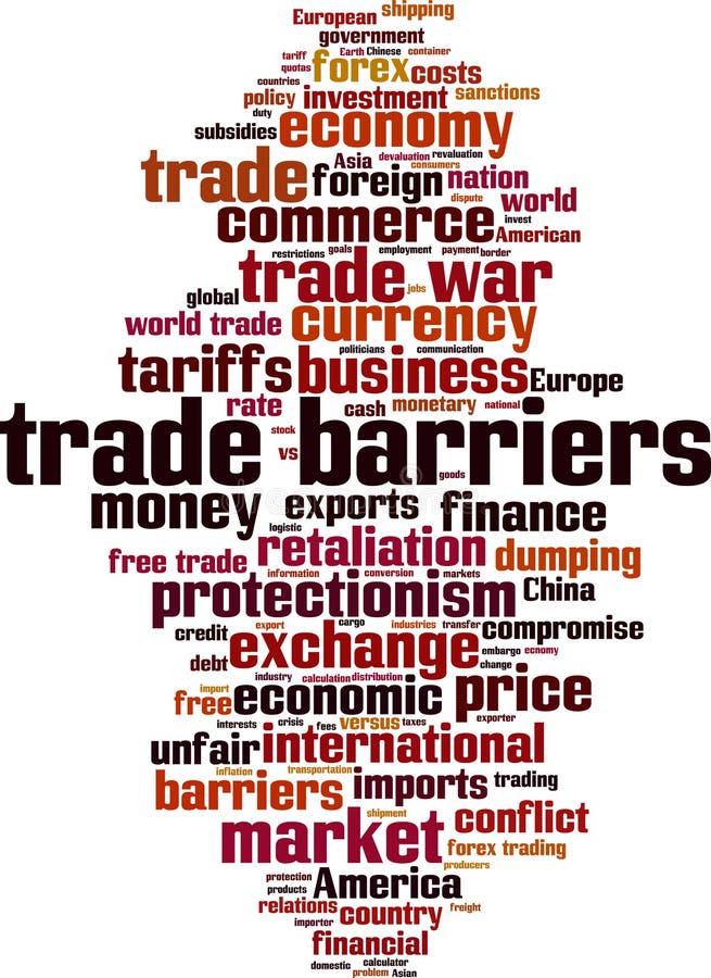 Trade barriers word cloud stock vector. Illustration of protectionism ...