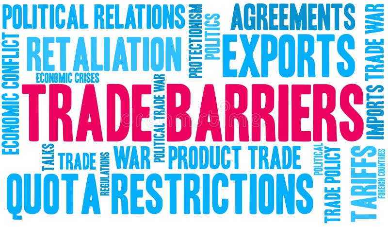Trade barriers word cloud stock vector. Illustration of protectionism ...