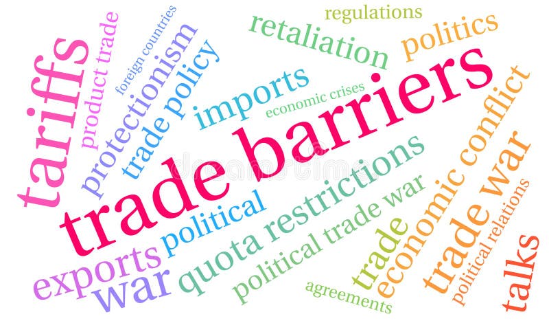 Trade barriers word cloud stock vector. Illustration of costs - 171159199