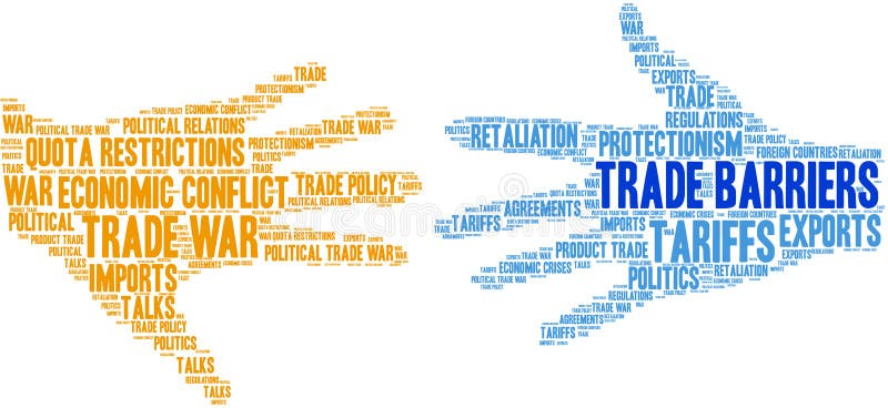 Trade barriers word cloud stock vector. Illustration of costs - 171159199