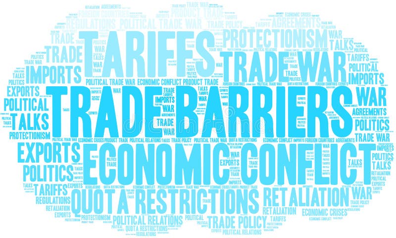 Trade barriers word cloud stock vector. Illustration of protectionism ...