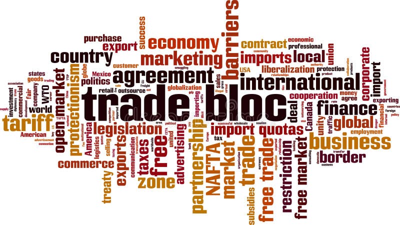 Trade bloc word cloud stock vector. Illustration of contract - 173450397