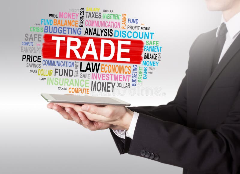 Trade Concept, Young Man Holding a Tablet Computer Stock Image - Image ...