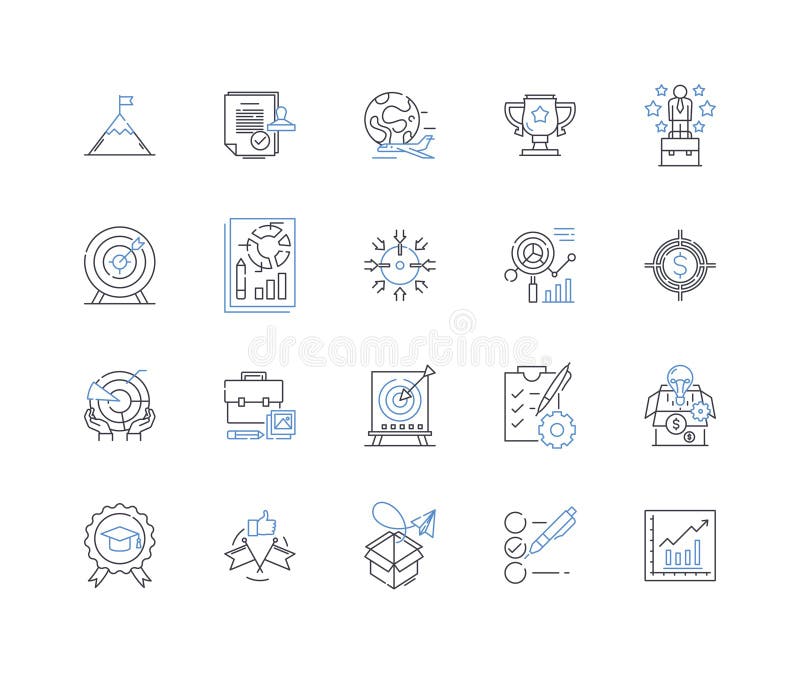 Trade Design Line Icons Collection. Adaptability, Balance, Boldness ...