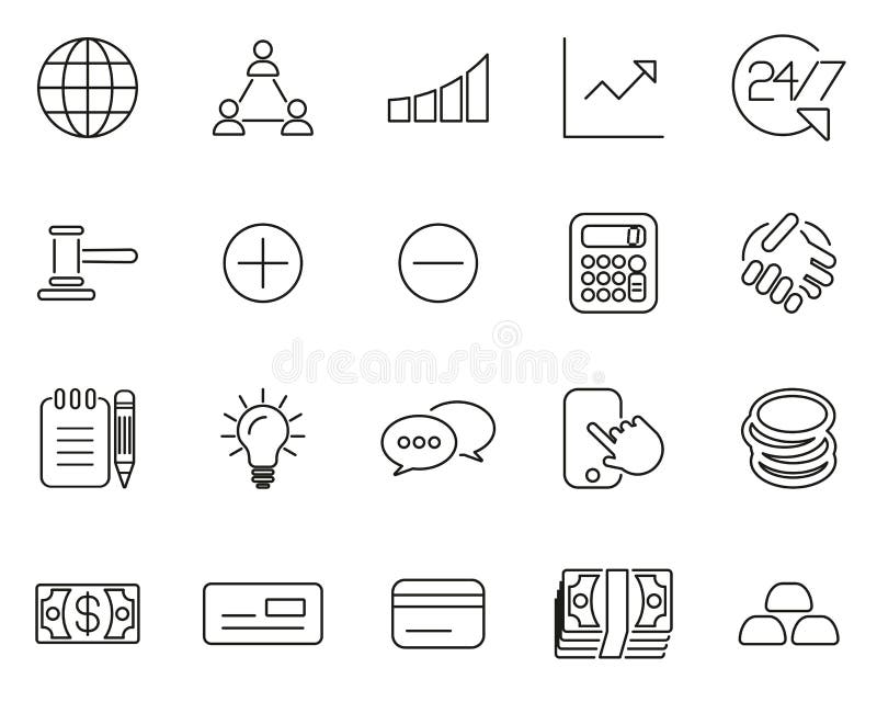 Trade or Exchange Icons Black & White Thin Line Set Big Stock Vector ...