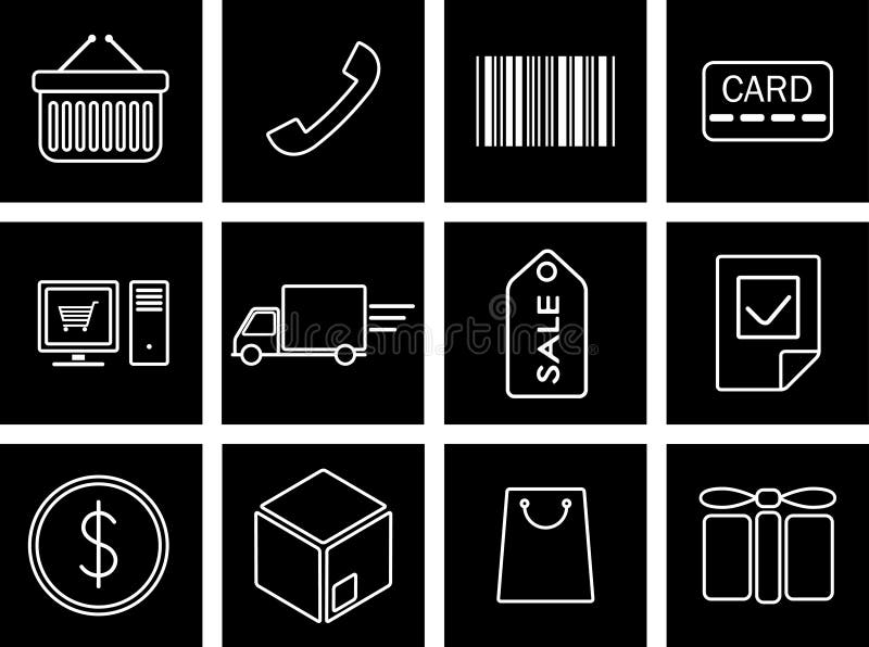 Trade icons stock vector. Illustration of gift, telephone - 27487487