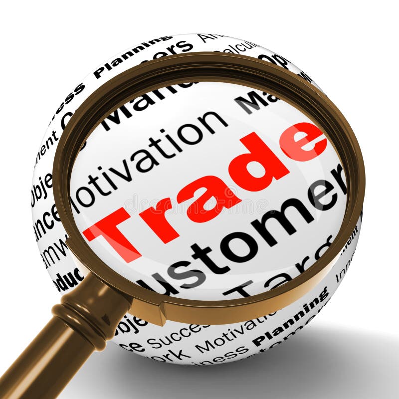 Trade Magnifier Definition Shows Stock Trading or Sharing Stock ...