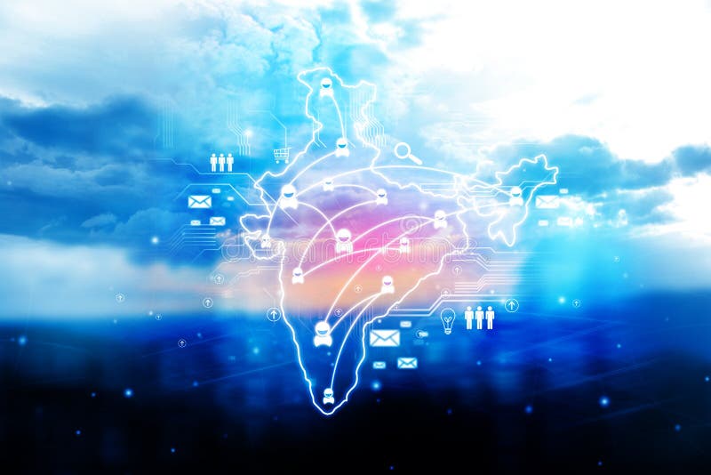 Digital India Internet Technology Stock Illustration - Illustration of ...