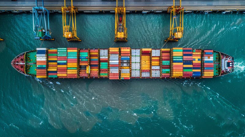 Trade Relations, a Ship in the Port Seen from Abov Stock Illustration ...