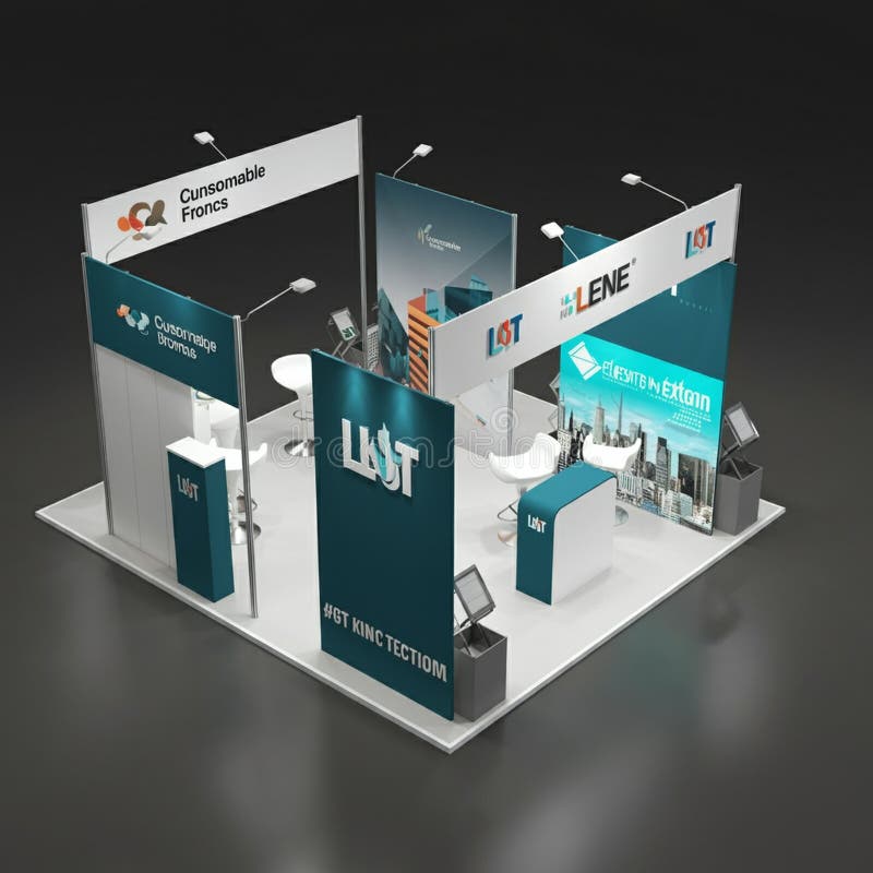 Trade Show Booth with Modern Design, Featuring Multiple Standing ...
