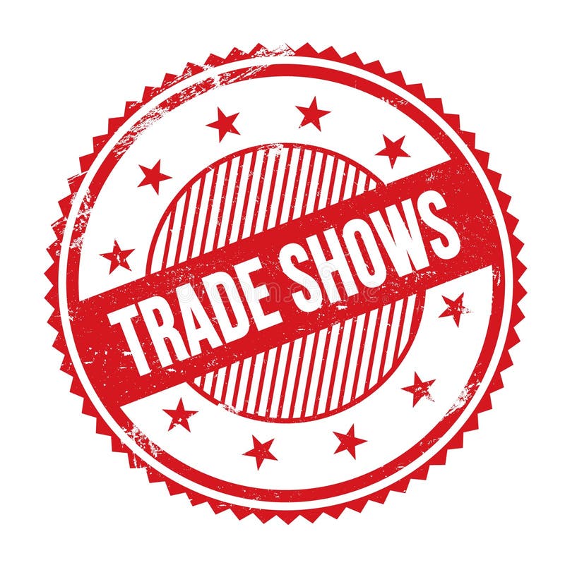 TRADE SHOWS Text Written on Red Grungy Round Stamp Stock Illustration ...