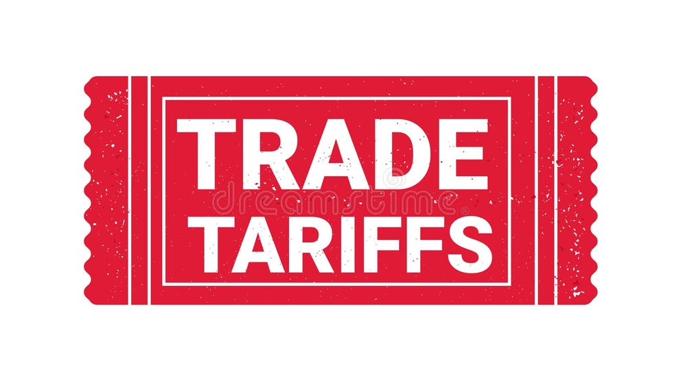 Trade Tariffs Concept Red Ticket Design Distressed Texture Rectangular ...