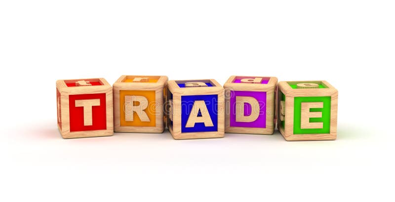 Trade - 3D Text Illustration - Words with Colored Lines Tilde and ...