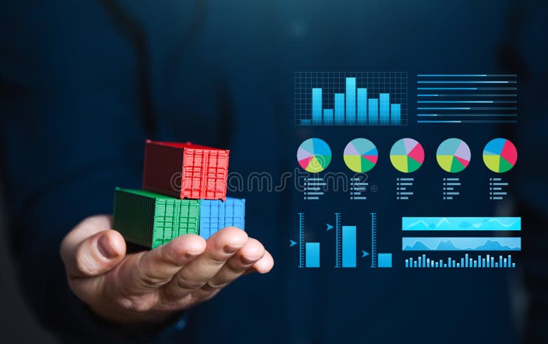 Trade and Transportation. the Business Holds a Container with Graphs ... Trade and Transportation. the Business Holds a Container with Graphs ...