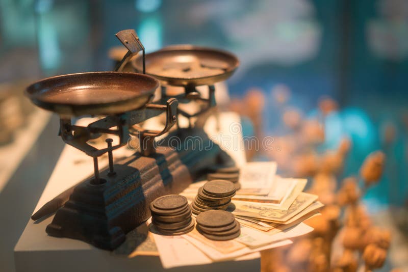 Trade Using Scales and Currency. Stock Photo - Image of closeup ...