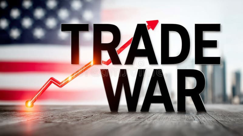 Trade War Concept with USA Flag and Rising Arrow Graph. Stock Photo ...