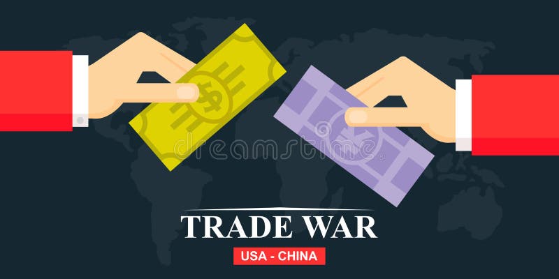 Trade War, USA Versus China Illustration. America-China Tariff Business ...