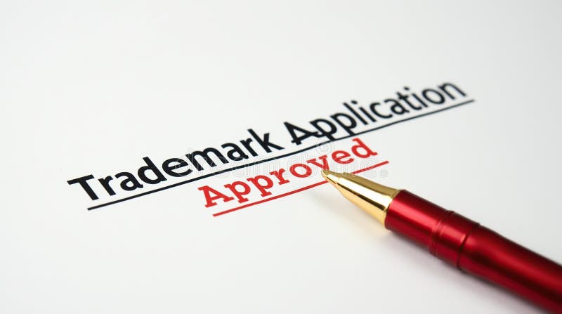 Trademark Application Approved with Red Pen on Paper Document Stock ...