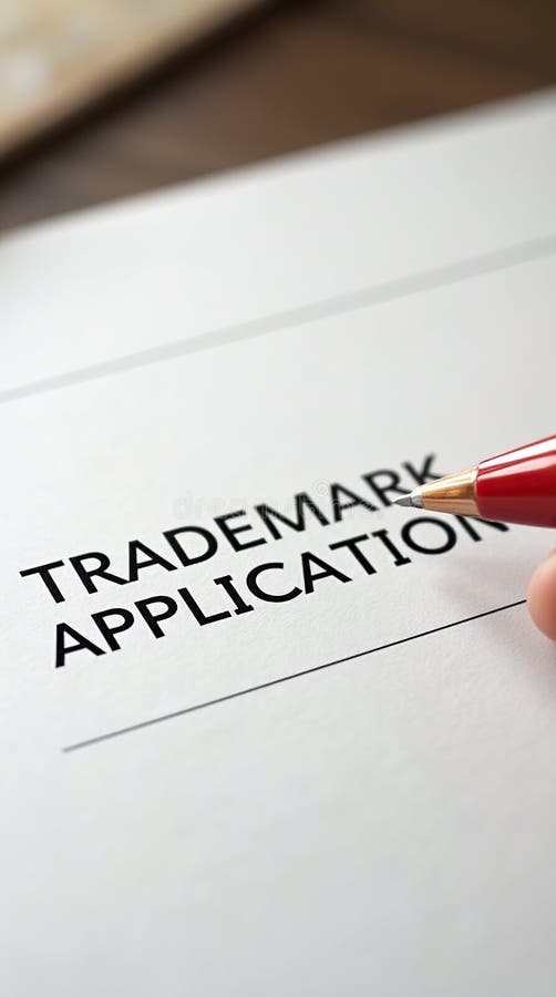 Trademark Application Form with Approval Notation and Red Pen Stock ...