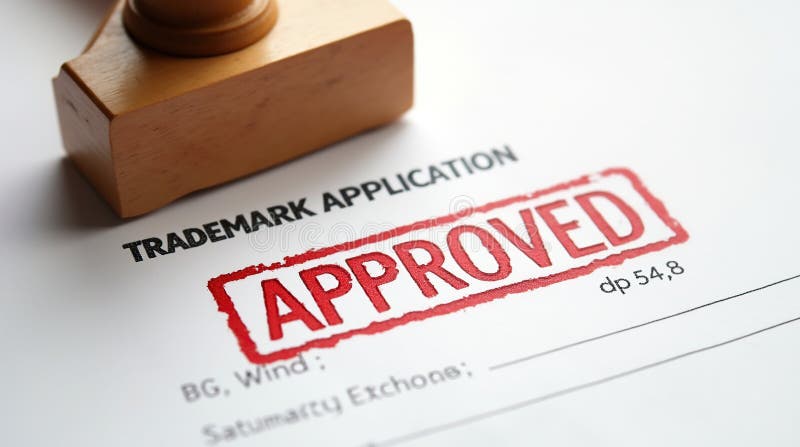 Trademark Application Form with Bold Red Approved Stamp Stock ...