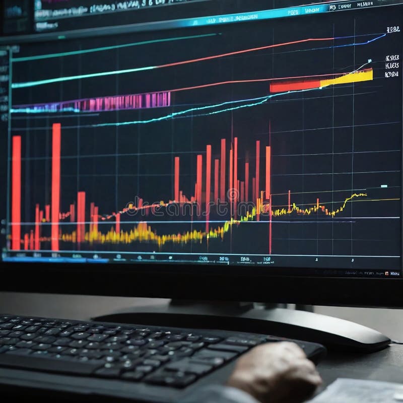 Trader Analyzing Data on Virtual Screen.Price Graph and Indicator. Stock Market Invest and ...