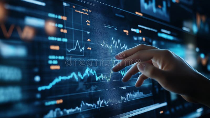 Trader Analyzing Data on Virtual Screen. Price Graph Stock Photo - Image of growth, profit ...