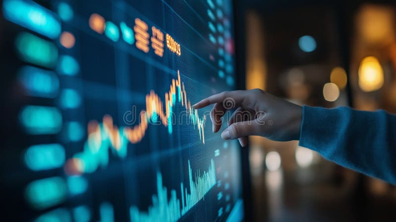 Trader Analyzing Data on Virtual Screen. Price Graph Stock Image - Image of wealth, statistics ...