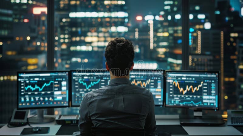 The Stock Market Trader S Office. AI Generated Stock Photo - Image of ...