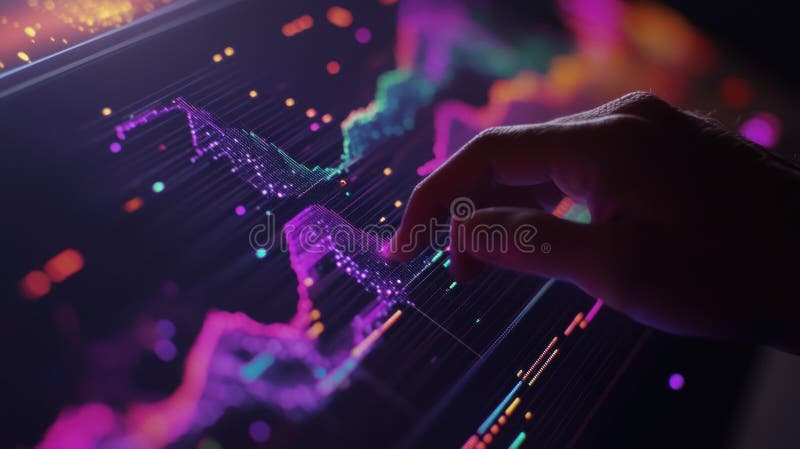Trader Analyzing Financial Data on Futuristic Touchscreen Display Stock ...
