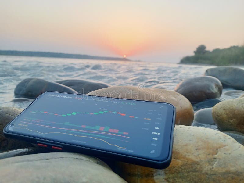 Trader lifestyle on beach stock photo. Image of blue - 266594608