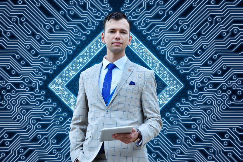 Trader Man Suit Holding Digital Tablet Computer Stock Photos - Free ...