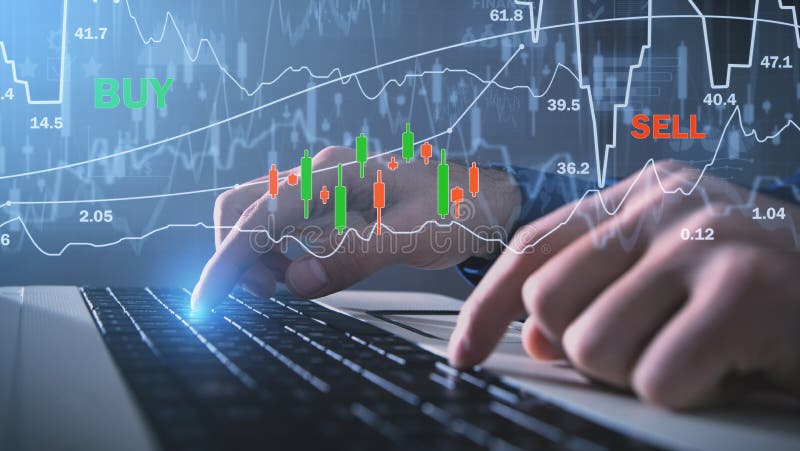 Trader Using Computer. Stock Market Report. Buy and Sell Stock Image ...