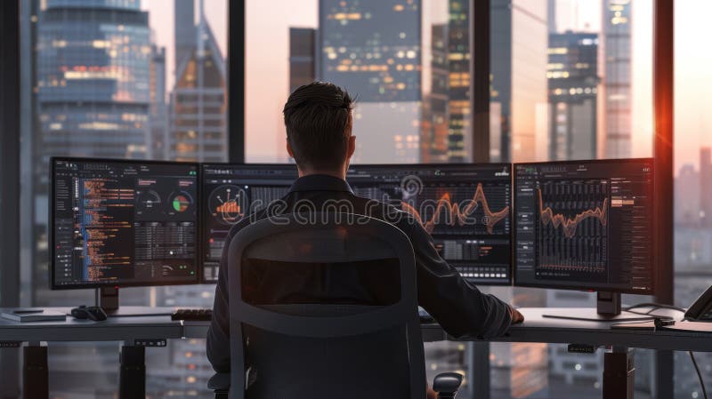The Trader at Work Desk.AI Generated Image Stock Image - Image of ...