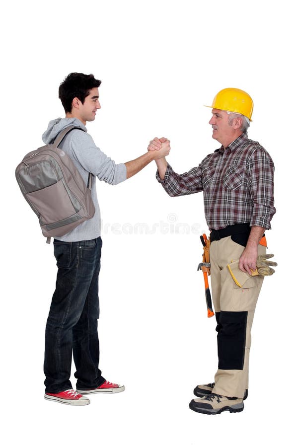 Tradesmen making a pact stock image. Image of knapsack - 29879223