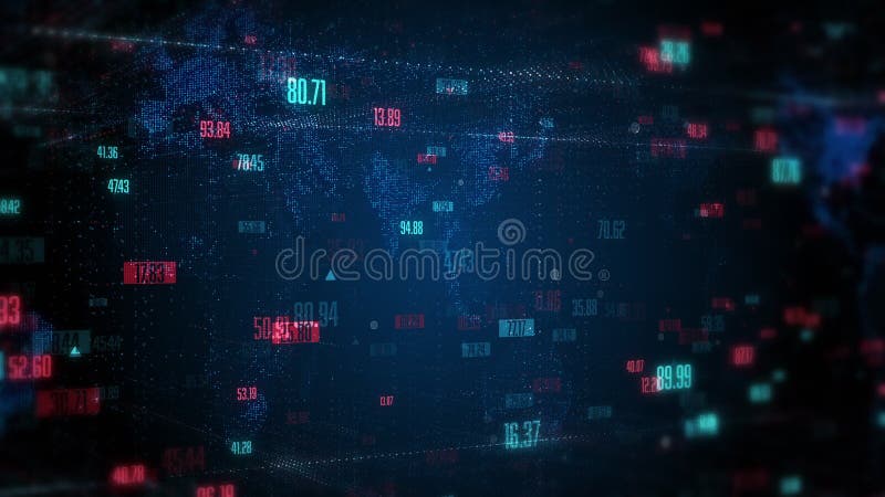 Trading Chart Showing Numbers Increase and Decrease on Globe Areas ...