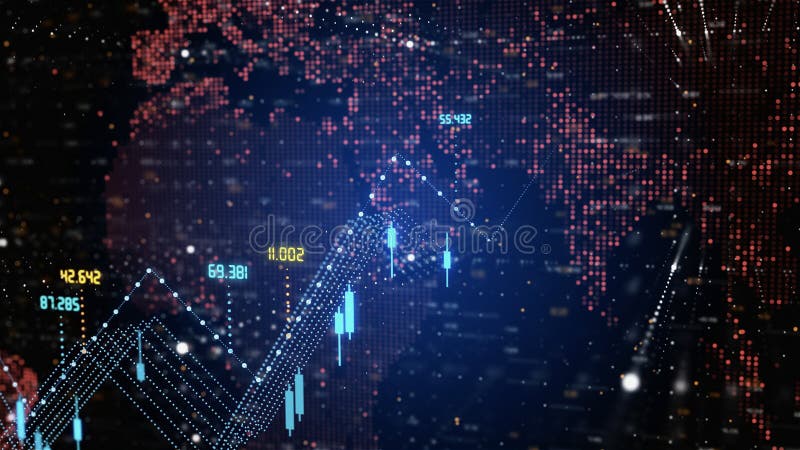 Trading Chart Showing Numbers Increase and Decrease on Globe Areas ...