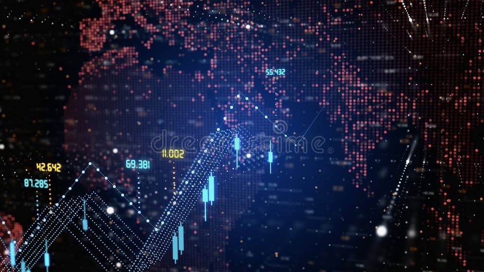 Trading Chart Showing Numbers Increase and Decrease on Globe Areas ...