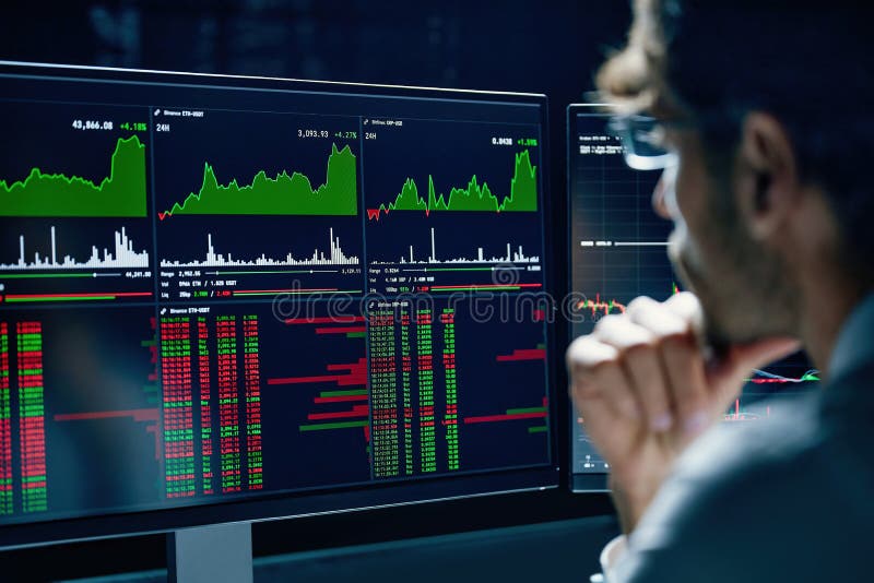 Trading Charts on the Computer Screen. Close-up. Stock Image - Image of ...