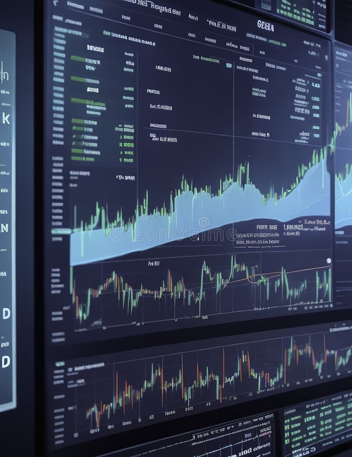 Trading Charts on a Display Stock Illustration - Illustration of ...