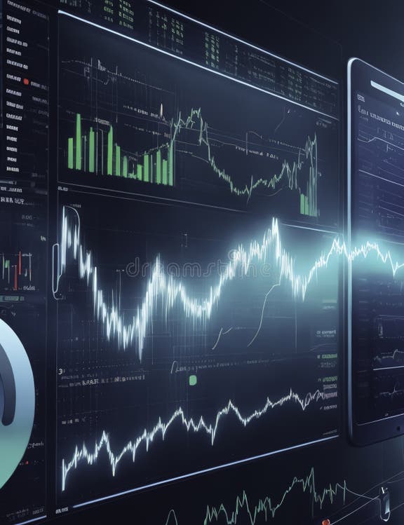 Trading Charts on a Display Stock Illustration - Illustration of chart ...