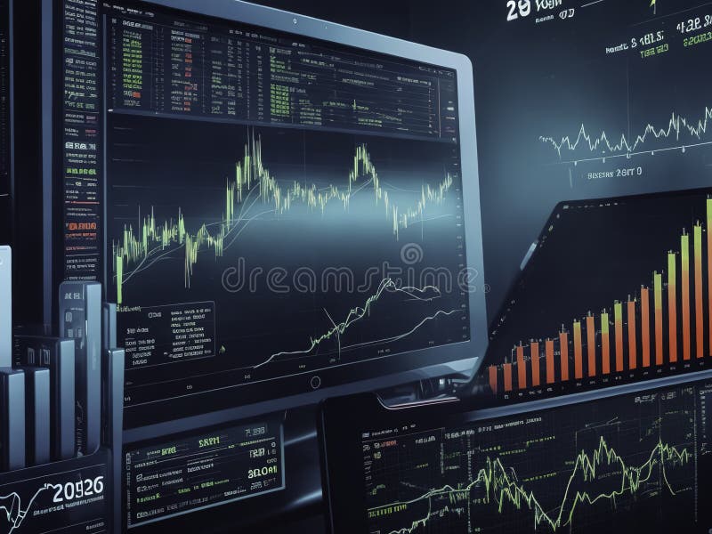 Trading Charts on a Display Stock Illustration - Illustration of ...