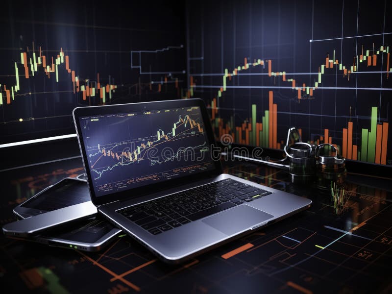 Trading Charts on a Display Stock Illustration - Illustration of graph ...