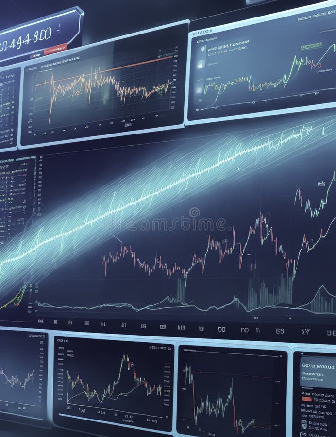 Trading Charts on a Display Stock Illustration - Illustration of ...
